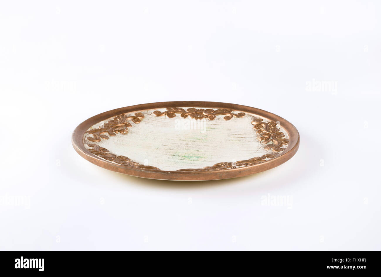 empty decorative plate on white background Stock Photo - Alamy