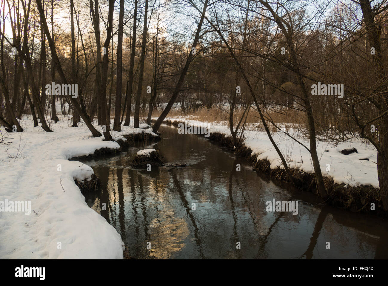 Winter sunset over river time hi-res stock photography and images - Alamy
