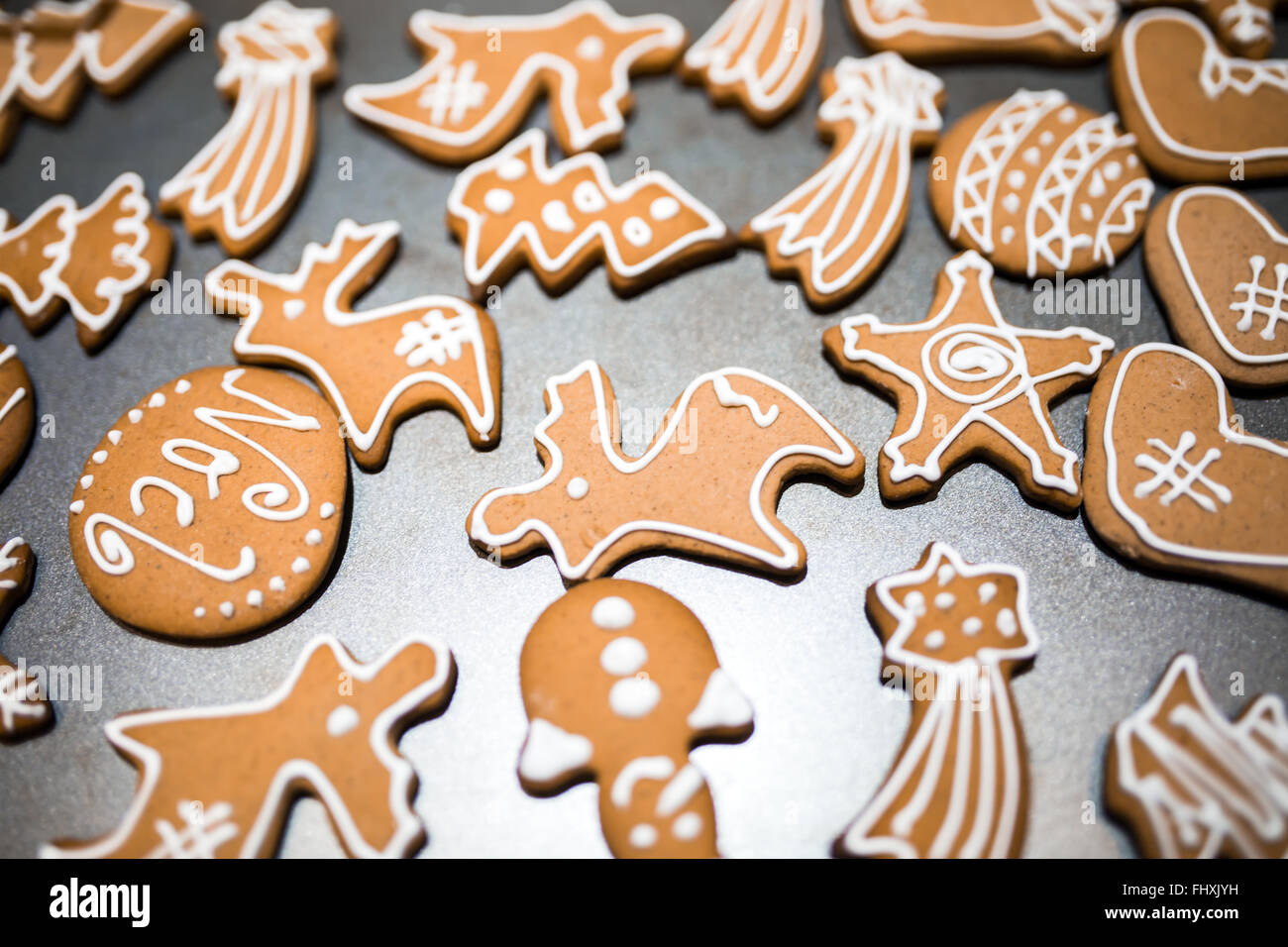 Decorated various gingerbread cakes Stock Photo - Alamy