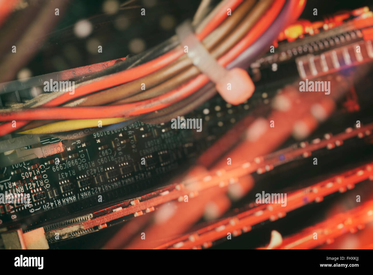 red abstract cables inside computer background Stock Photo - Alamy