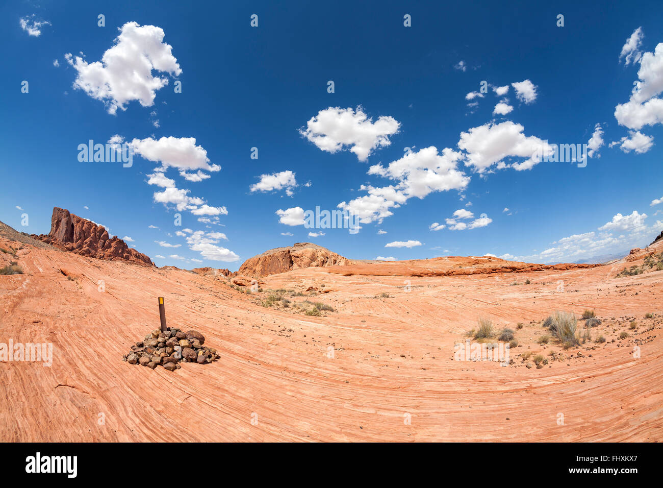 Fisheye lens picture of rock formations in the Valley of Fire, USA ...
