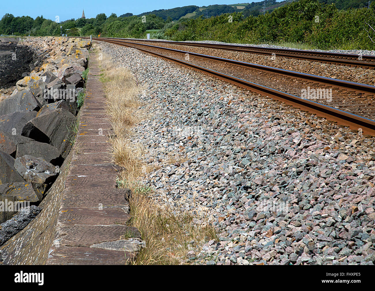 Empty Coastal Railway Line, Millennium Coastal Path, Llanelli, South ...