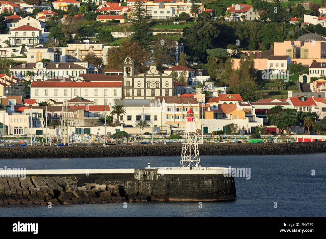Breakwater Lighthouse, Horta, Faial Island, Azores, Portugal, Europe ...