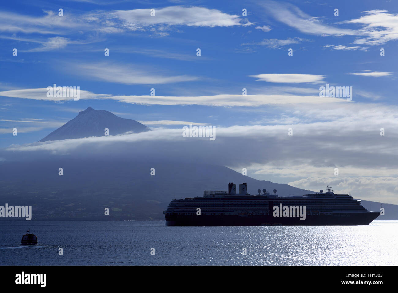 Pico Island Volcanoe & cruise ship, Horta, Faial Island, Azores ...