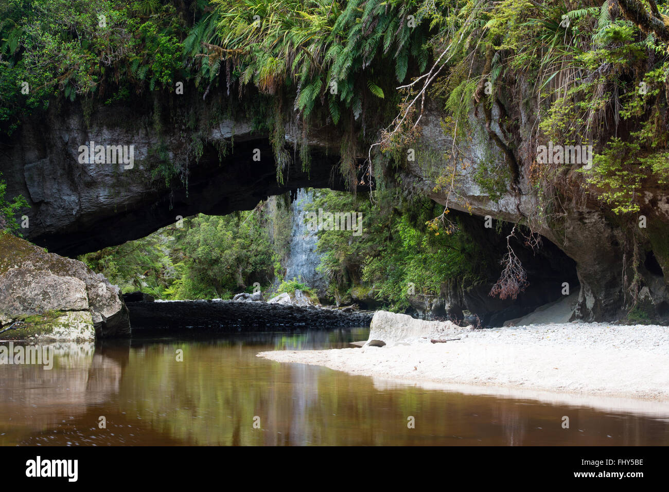 Moria Gate Arch, Oparara river, near Karamea, Westcoast, New Zealand ...