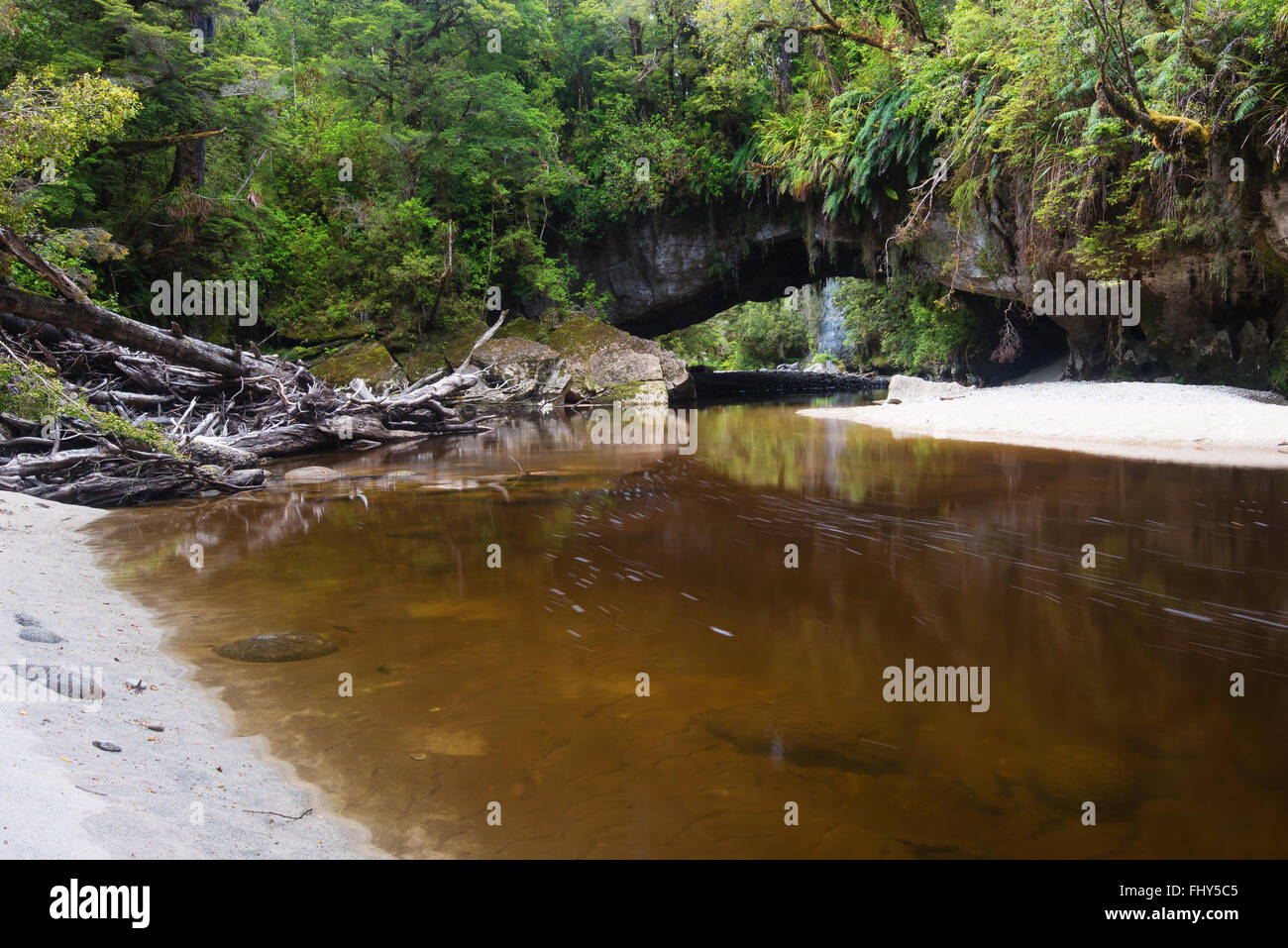 Moria Gate Arch, Oparara river, near Karamea, Westcoast, New Zealand ...