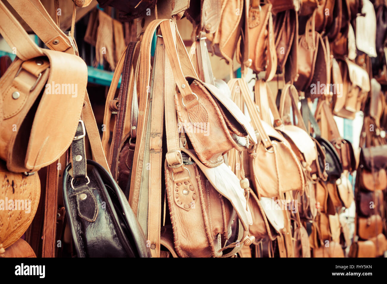 Old Medina souk Fez, artisan shop of colorful moroccan leather, Fez, Morocco Stock Photo - Alamy