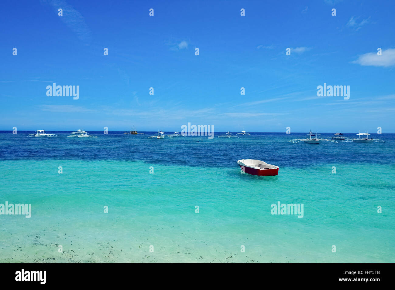 Beautiful seascape with boat hi-res stock photography and images - Alamy