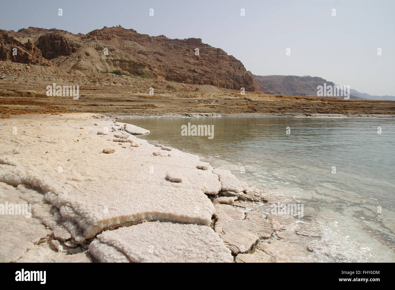 Salt deposits on the shore of the Dead Sea, Wadi Mujib Reserve, Jordan ...