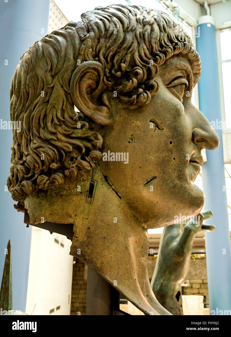 This huge bronze head of the Roman Emperor Constantine at almost two ...