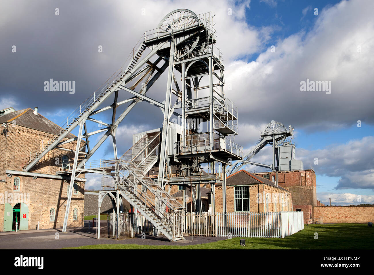 The pithead workings at Woodhorn Colliery in the north east of England ...