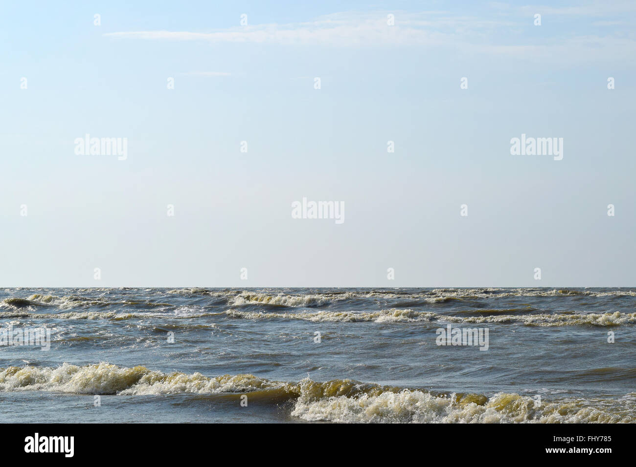 The coast of the Sea of Azov. Beach Sea summer months. Evening time ...