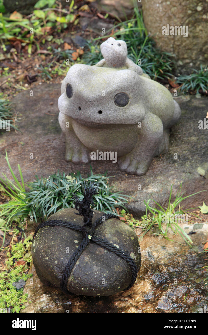 Japan, Nagasaki, frog statue, boundary guard stone, sekimori ishi Stock ...