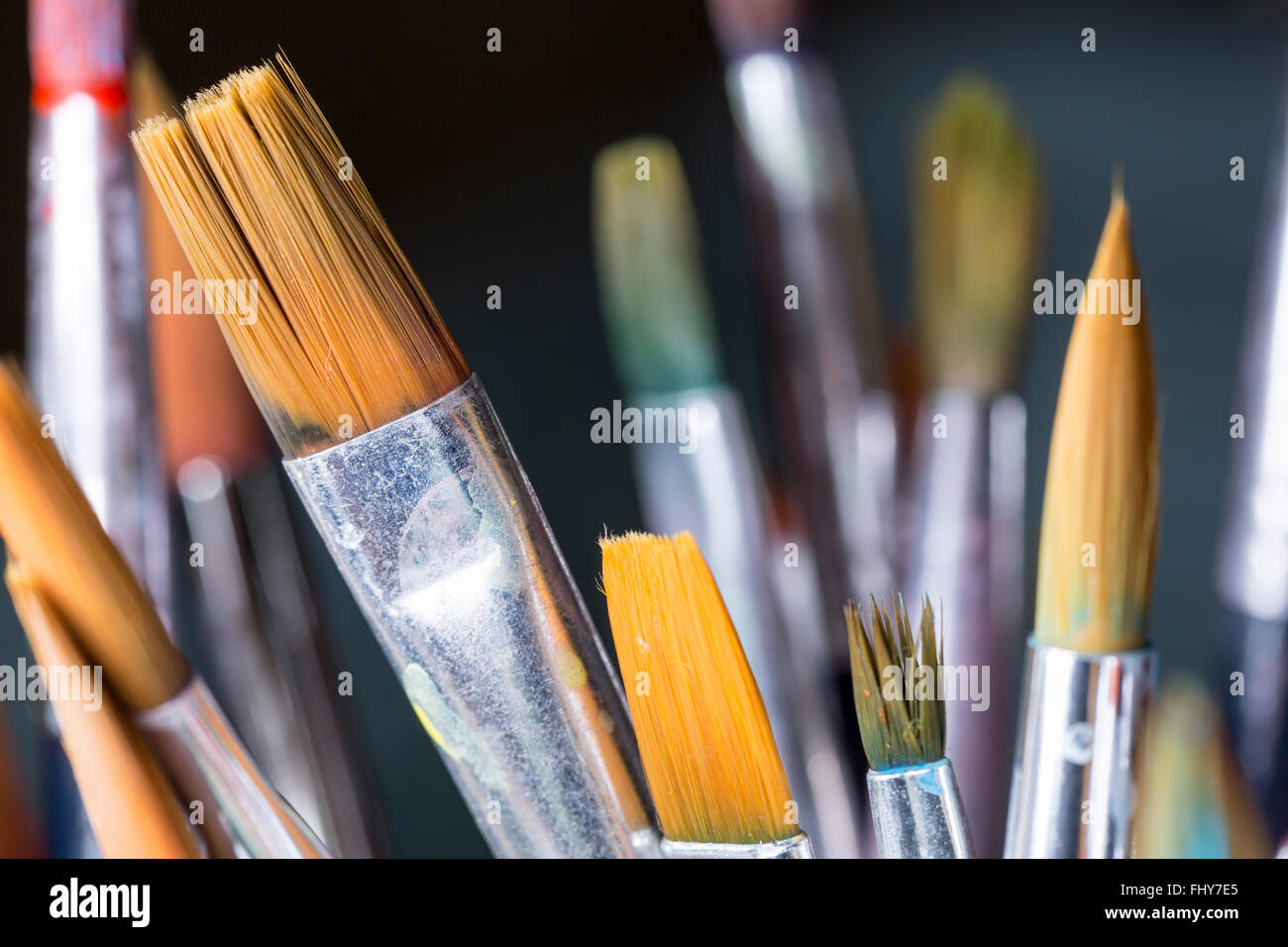 Paintbrushes Close Up macro image Stock Photo - Alamy