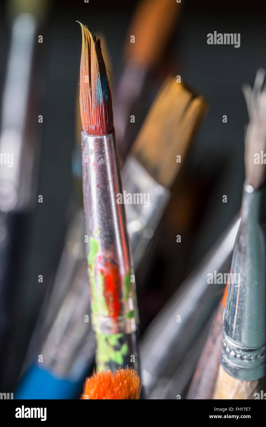 Dirty Paintbrush Close Up Stock Photo - Alamy