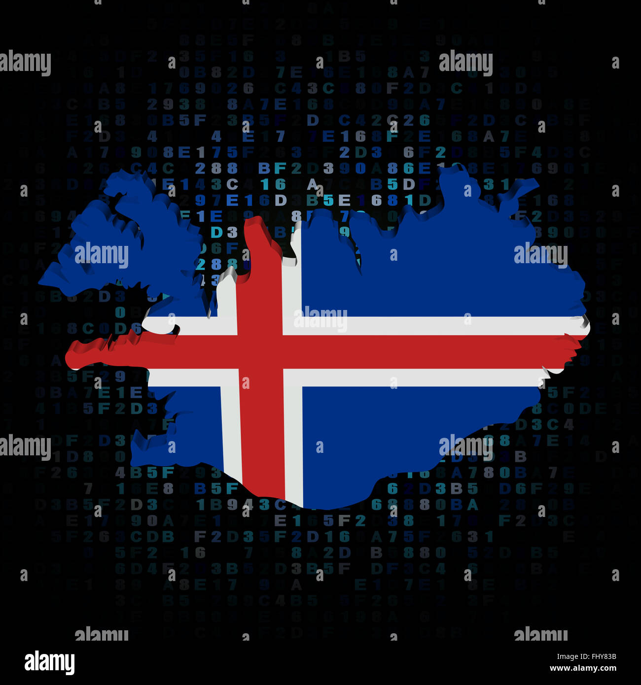 Iceland map flag on hex code illustration Stock Photo - Alamy