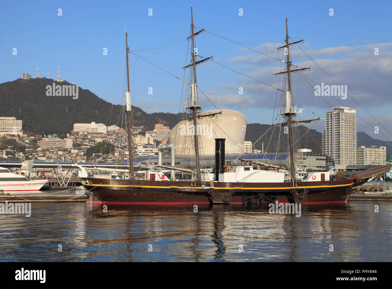 Japan, Nagasaki, harbor, sailing ship Stock Photo - Alamy