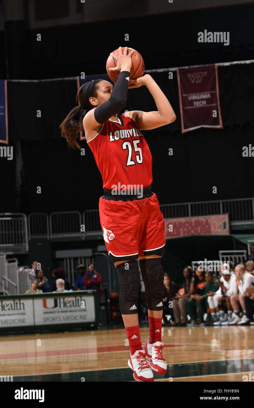 Coral Gables, Florida, USA. 25th Feb, 2016. Asia Durr #25 of Louisville ...
