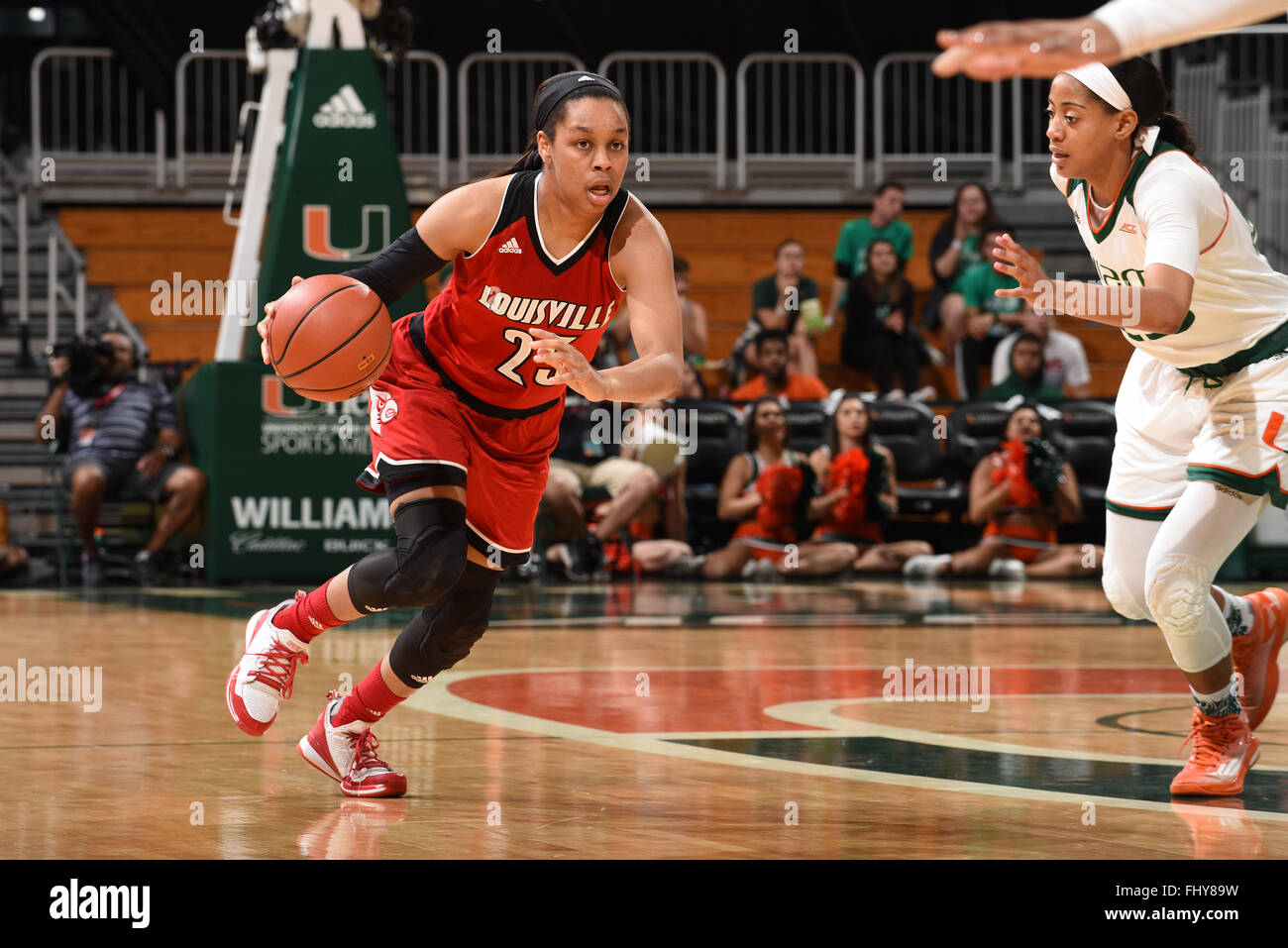 Coral Gables, Florida, USA. 25th Feb, 2016. Asia Durr #25 of Louisville ...