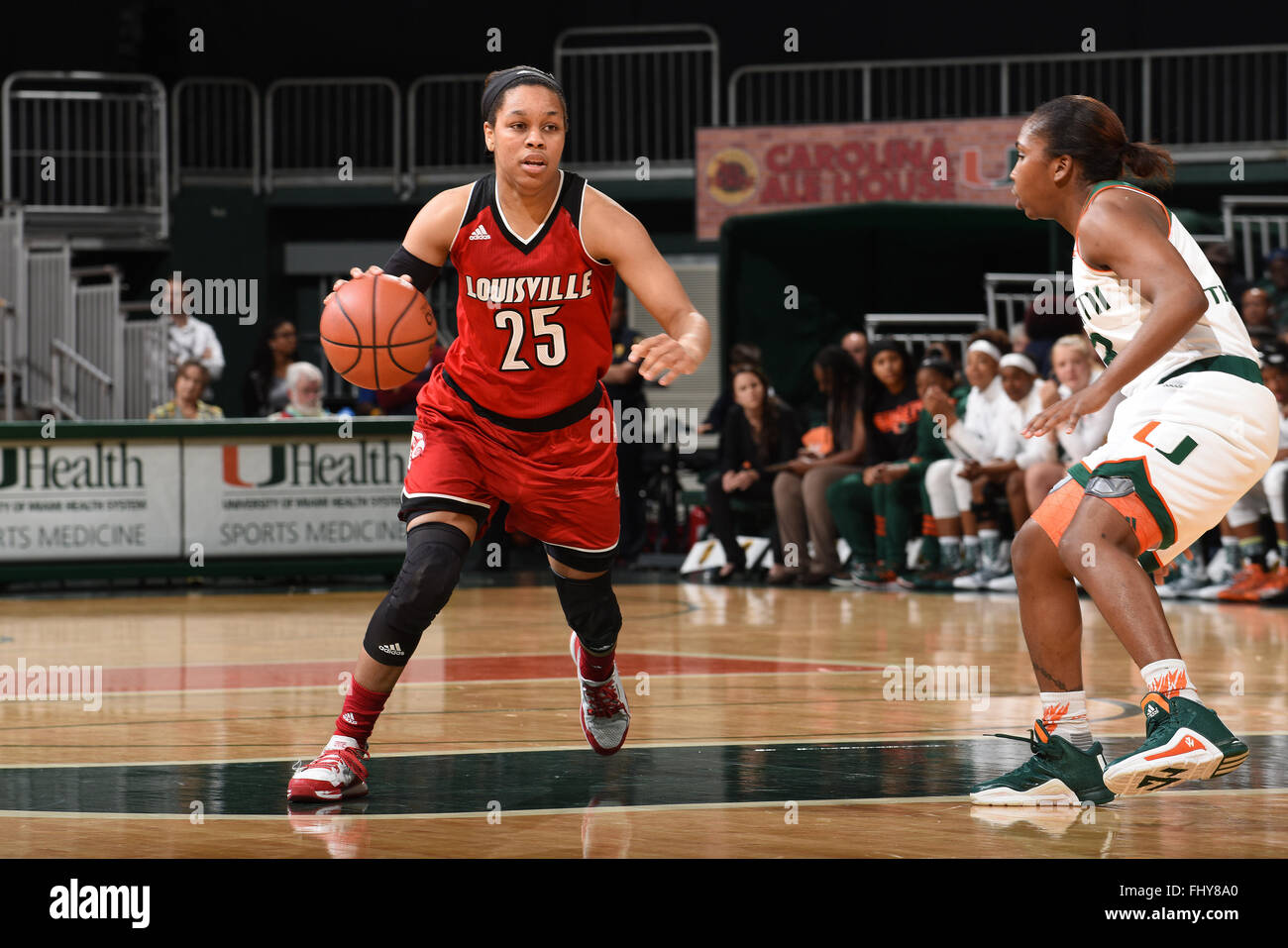 Coral Gables, Florida, USA. 25th Feb, 2016. Asia Durr #25 of Louisville ...