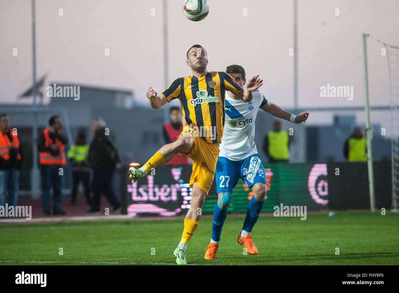 Ael FC against Apollon FC for their second match for the Coca Cola Cup ...