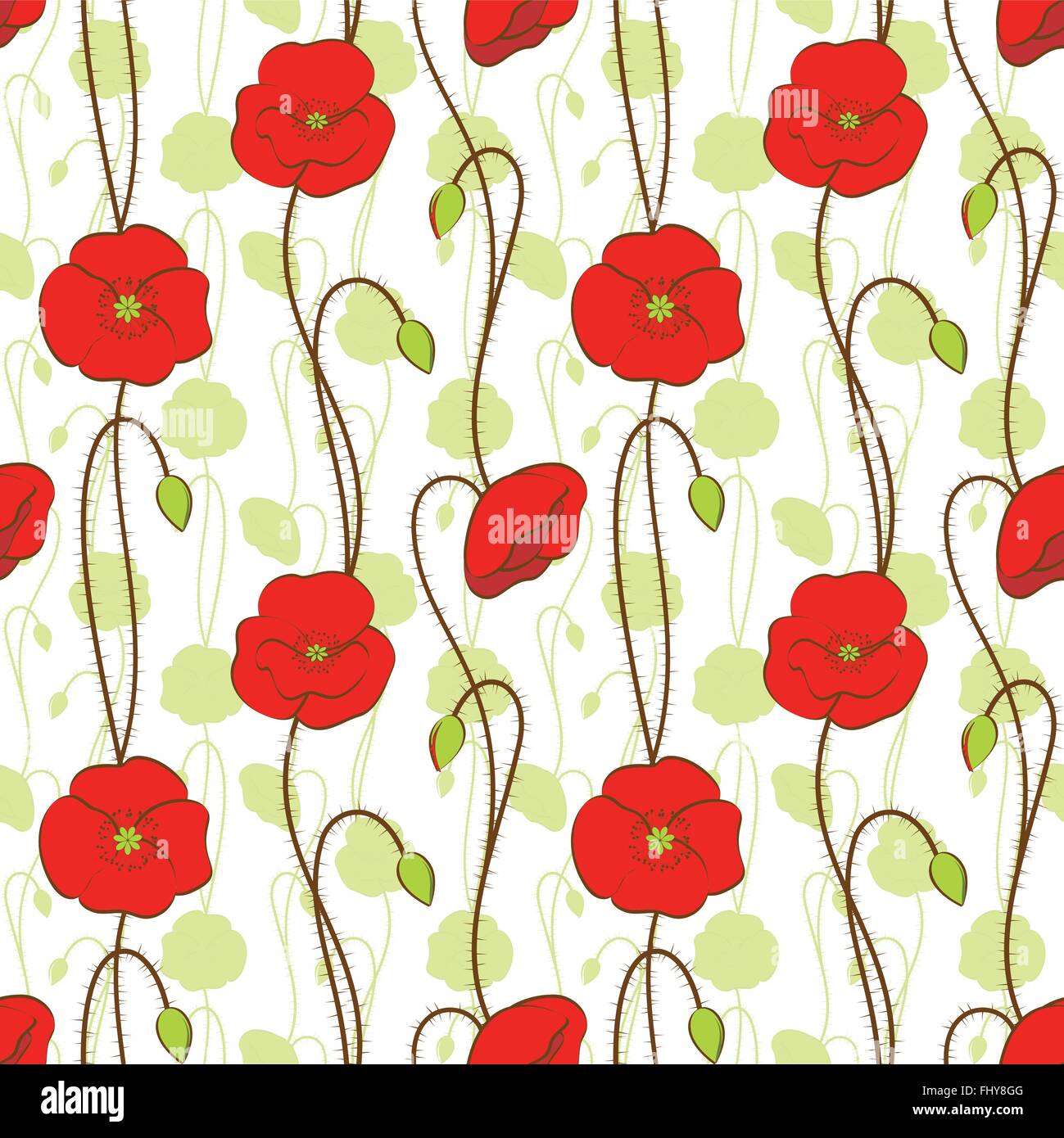 Springtime red poppy flower seamless pattern background Stock Vector ...