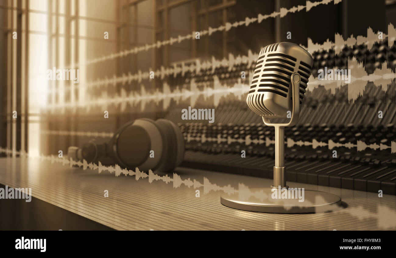 Microphone in the sound studio Stock Photo - Alamy