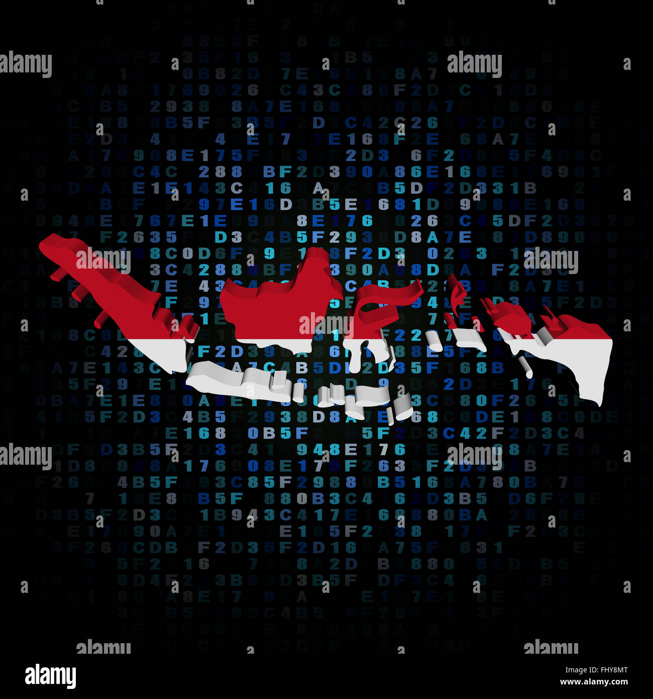Indonesia map flag on hex code illustration Stock Photo - Alamy