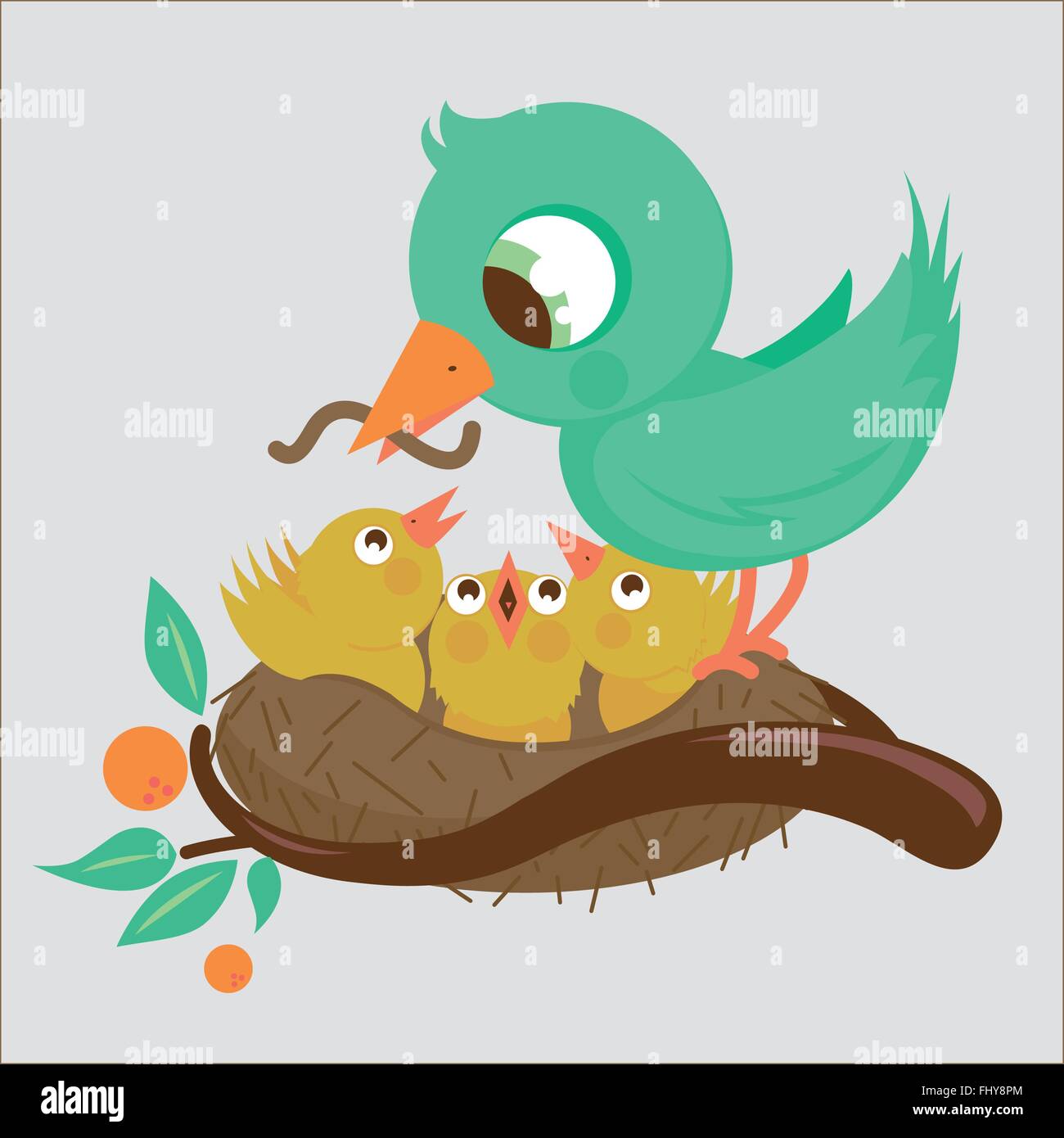 Cute birds in the nest Stock Vector Image & Art - Alamy