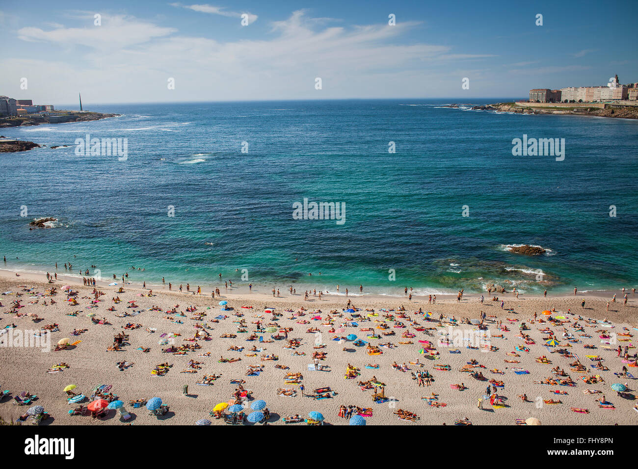 Riazor beach, Coruña city, Galicia, Spain Stock Photo - Alamy