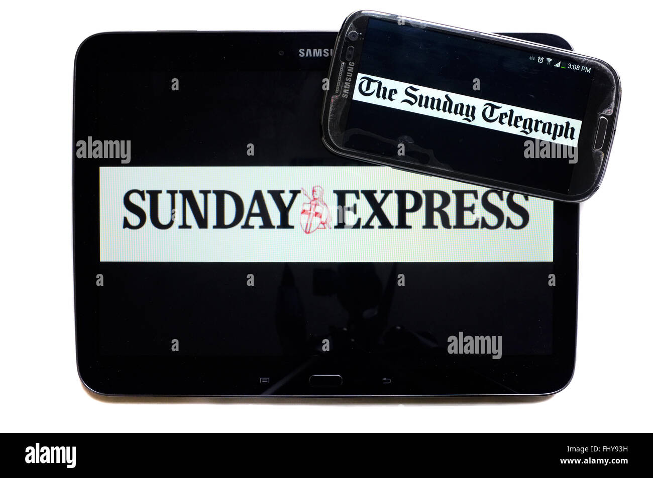 The logos of the Sunday Express and The Sunday Telegraph newspapers ...