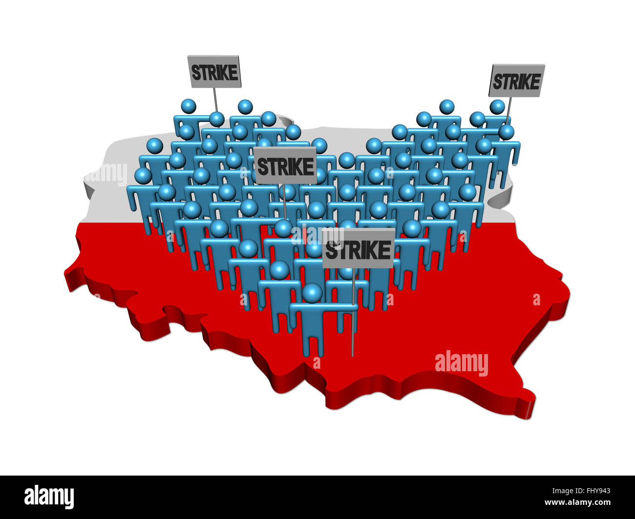 workers on strike on Poland map flag illustration Stock Photo - Alamy