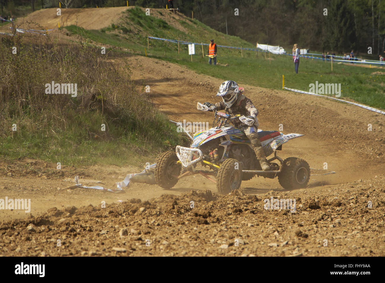 Quad racer is passing sweep Stock Photo - Alamy