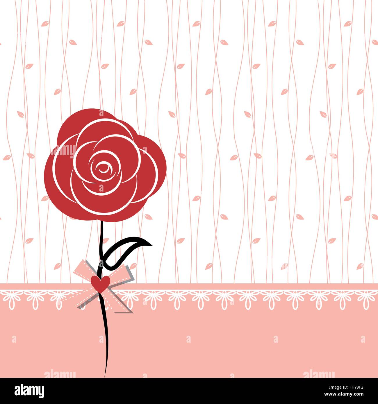 Card design with red rose on white pink seamless background Stock ...