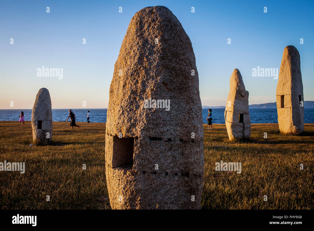 Menhires by Manolo Paz, Coruña city, Galicia, Spain Stock Photo - Alamy