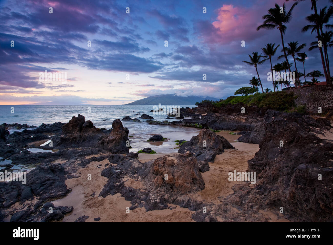 Maui beach just after sunset Stock Photo - Alamy