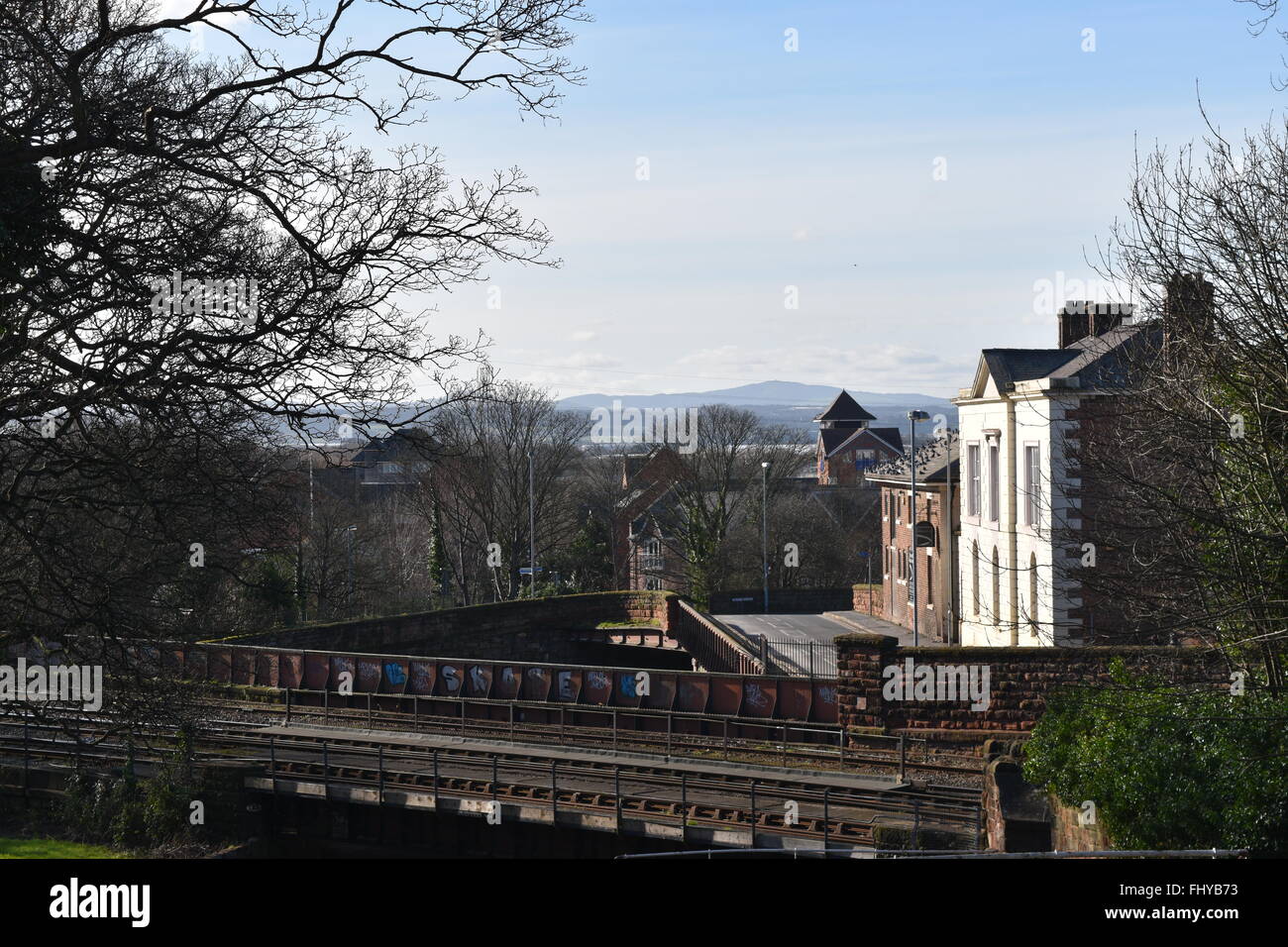 Railway bridge over the Chester Canal at Northgate Lock, North Wales ...