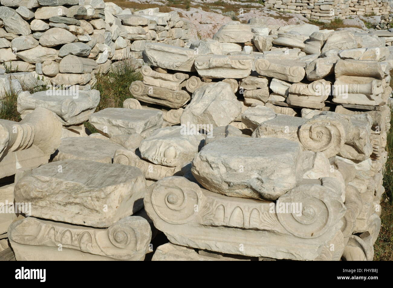 Remnants of pillars on site of Akropolis, Athens, Greece Stock Photo ...