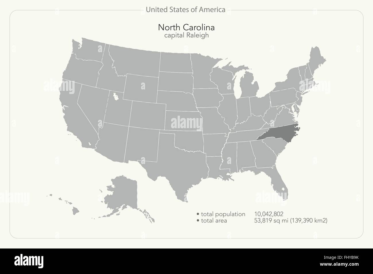 United States of America isolated map and North Carolina State ...