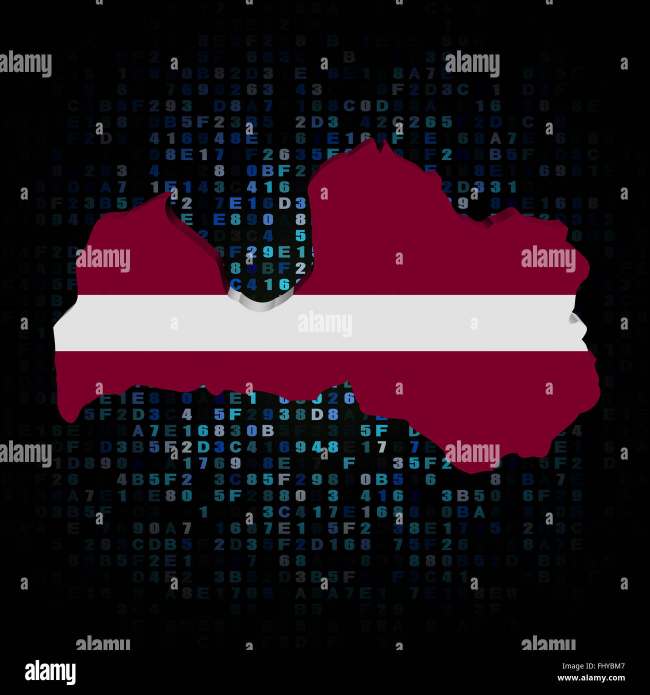 Latvia map flag on hex code illustration Stock Photo - Alamy