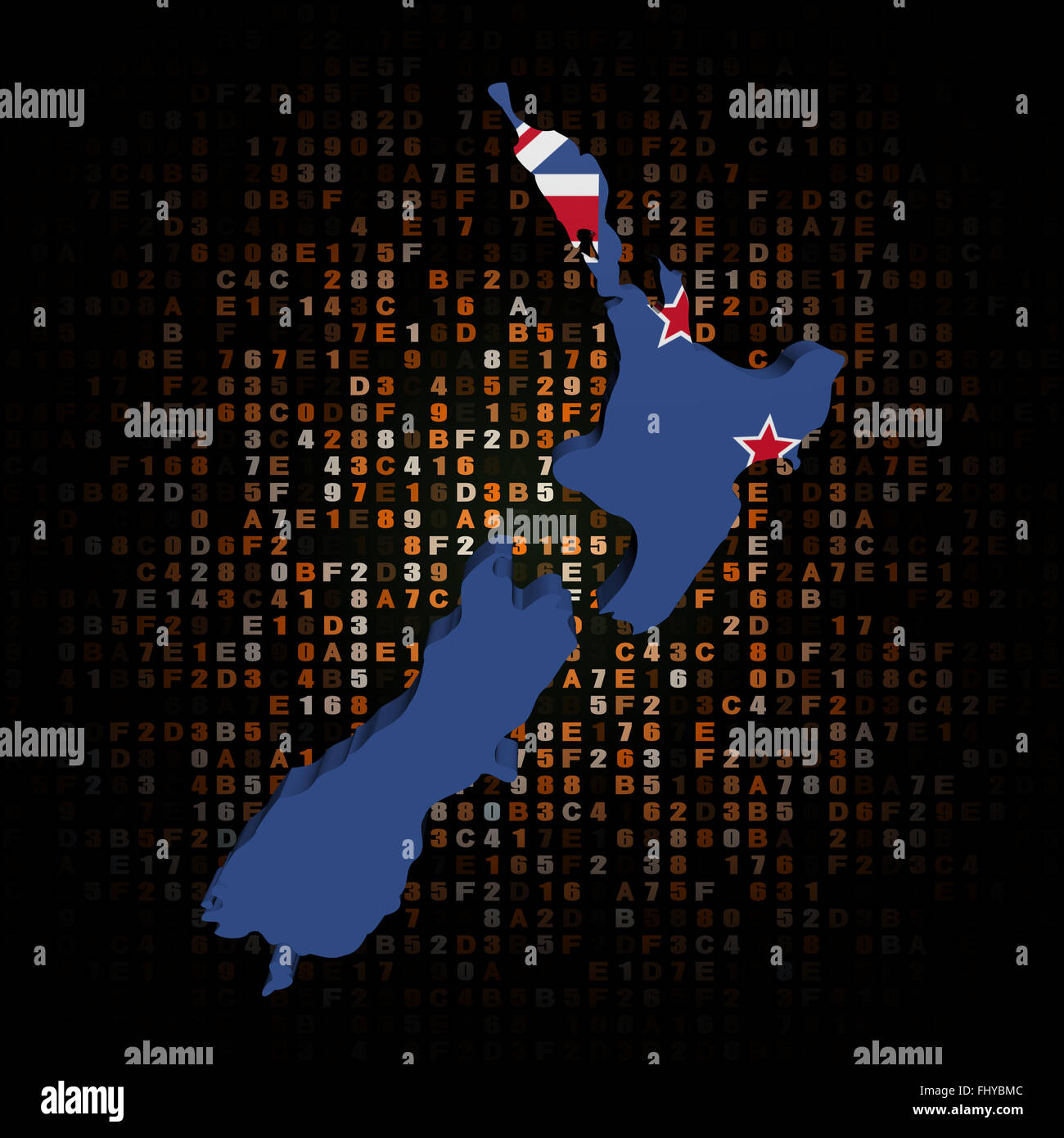 New Zealand map flag on hex code illustration Stock Photo - Alamy