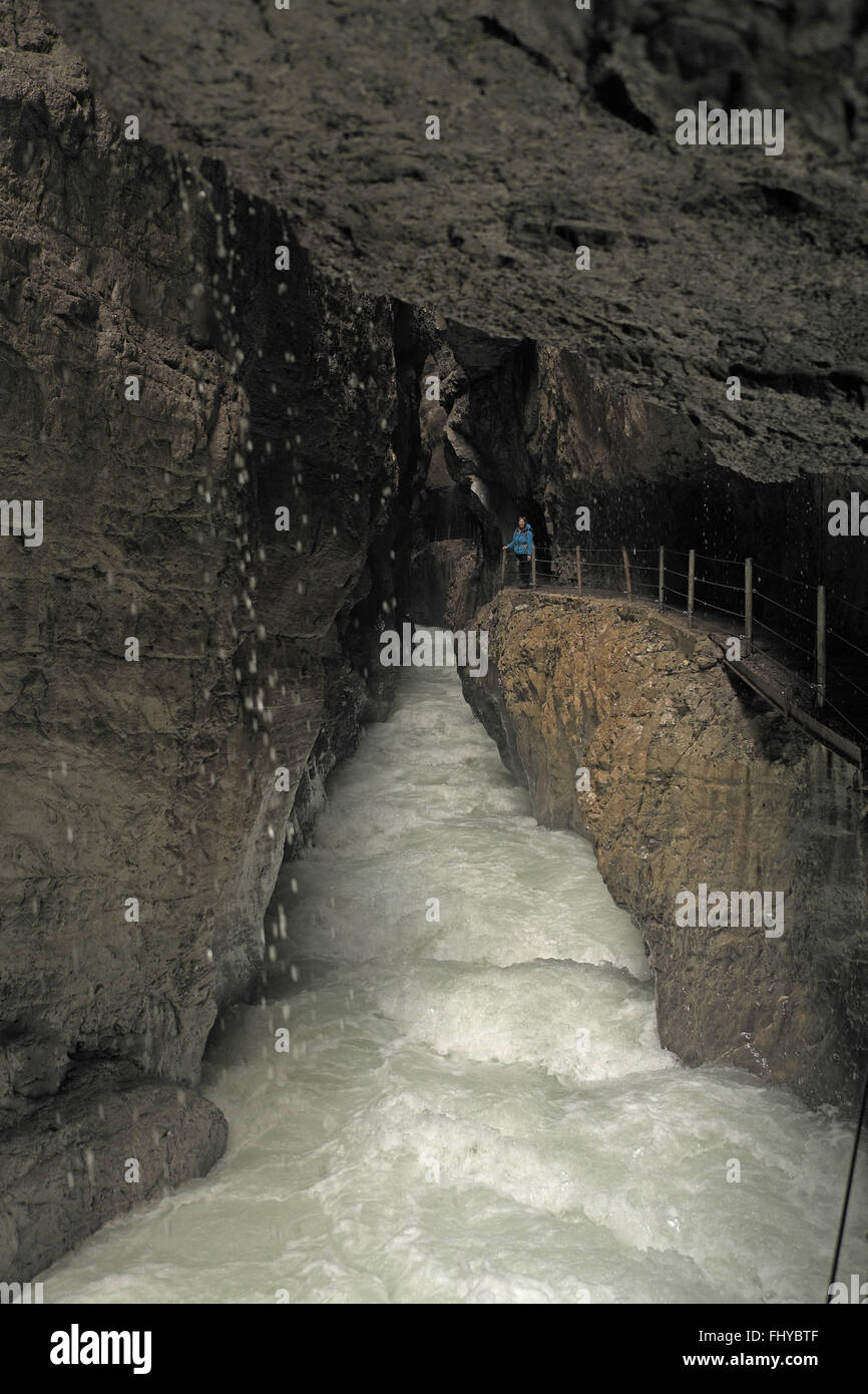 Raging torrent of Partnachklamm, just south of Garmisch-Partenkirchen ...