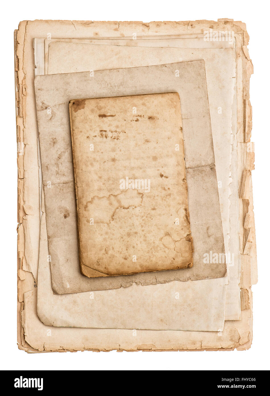 Used paper isolated on white background. Vintage texture background ...