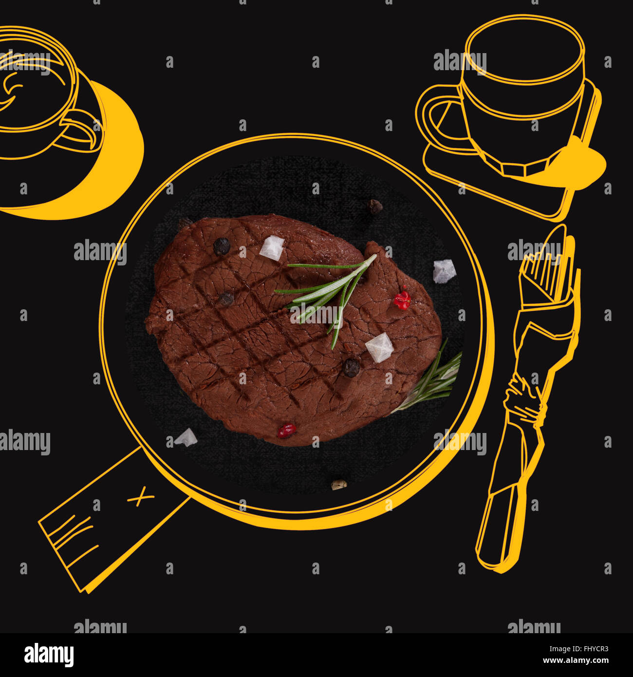 Fine dining, exquisite luxurious gastronomy background. Delicious steak ...