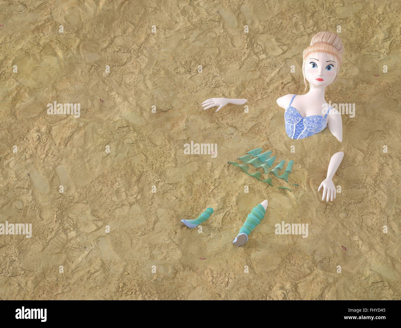 Toy doll lying in sand hi-res stock photography and images - Alamy