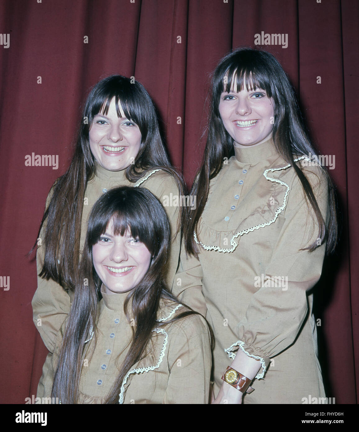 THE KARLINS UK pop group triplets in 1968. From left: Elaine, Linda ...