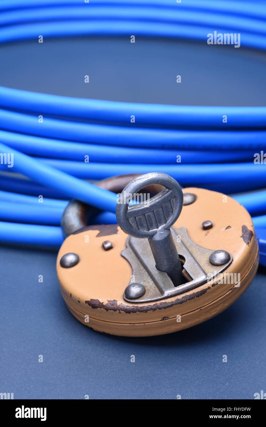 Network protection concept, padlock and cable Stock Photo - Alamy