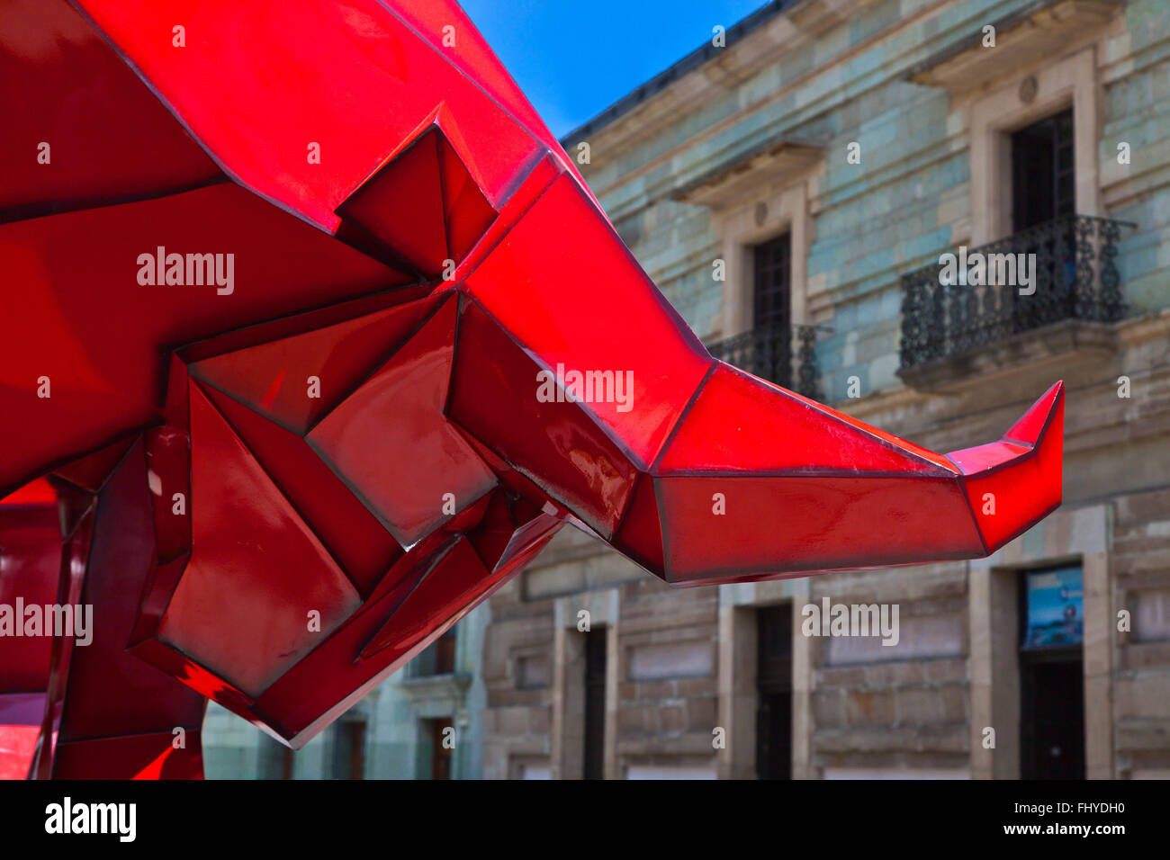 A RED BULL SCULPTURE by FERNANDO ANDRIACCI on display in front of the ...