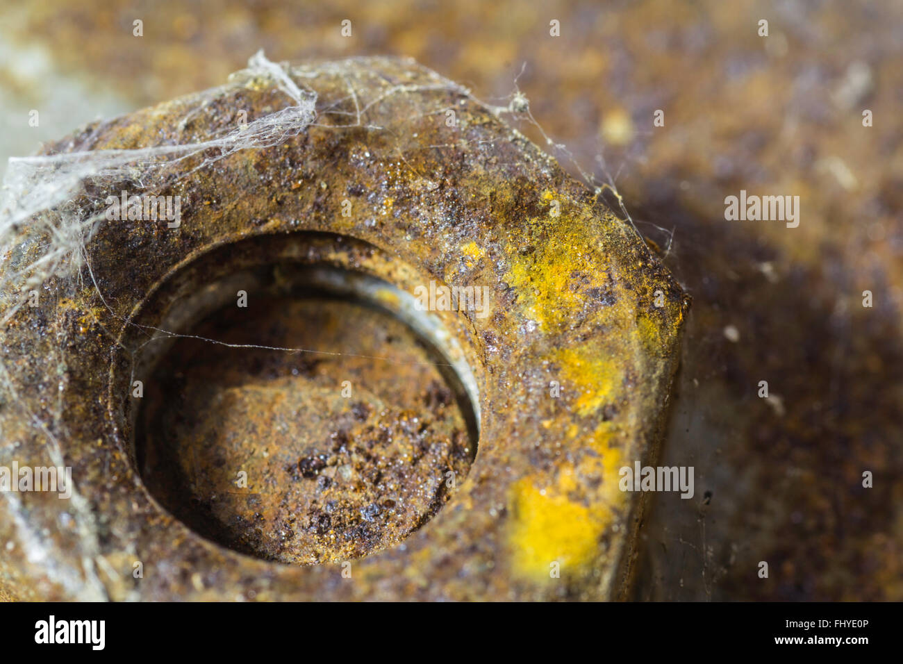 Rusty Nut with Cobwebs Stock Photo - Alamy