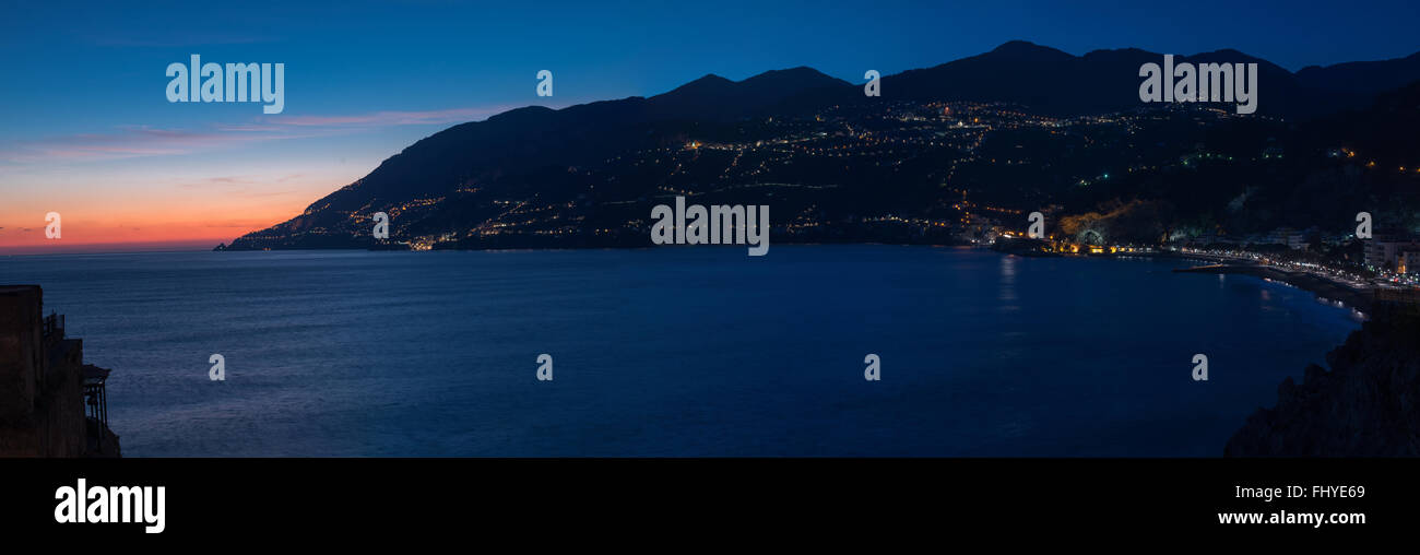 Maiori at night between Naples and Salerno. Italy Stock Photo - Alamy